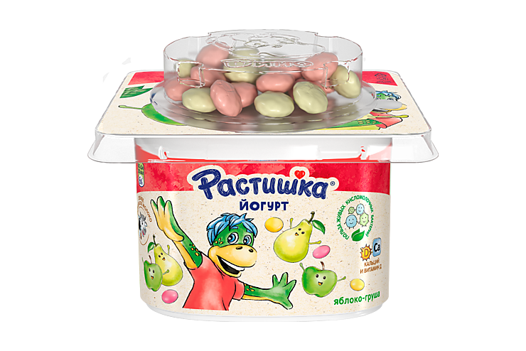 Йогурт 3% «Растишка» яблоко-груша с печеньем, 118 г – купить по ...