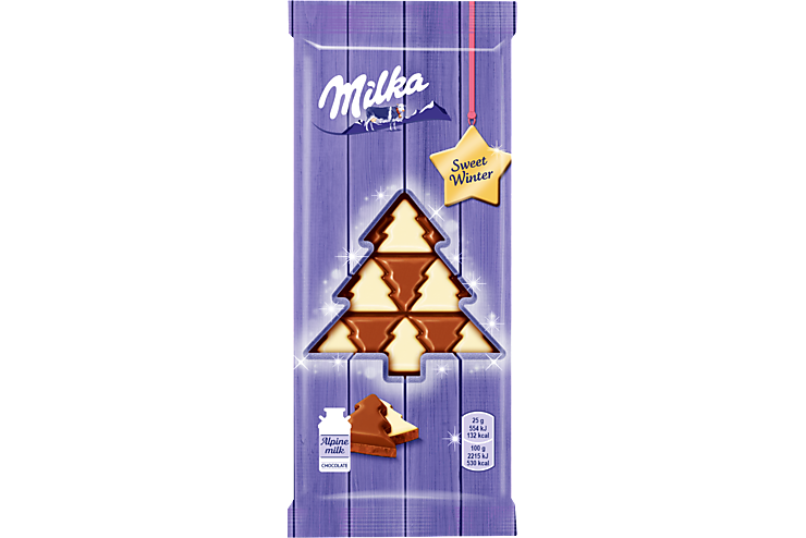 Шоколад молочный с белым «Milka» в виде елочек, 100 г – купить по ...