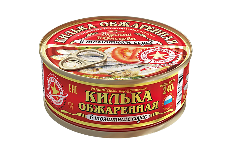 Килька «Вкусные консервы» обжаренная в томатном соусе, 240 г – купить ...