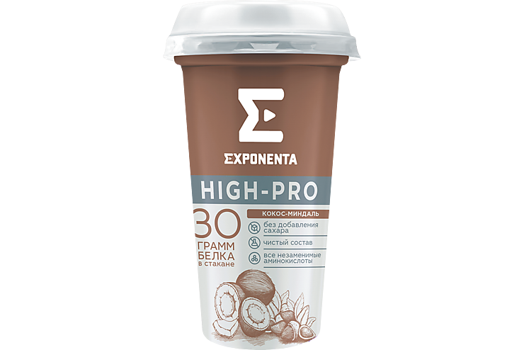 Напиток кисломолочный «EXPONENTA HIGH-PRO» Кокос-миндаль, 250 г ...