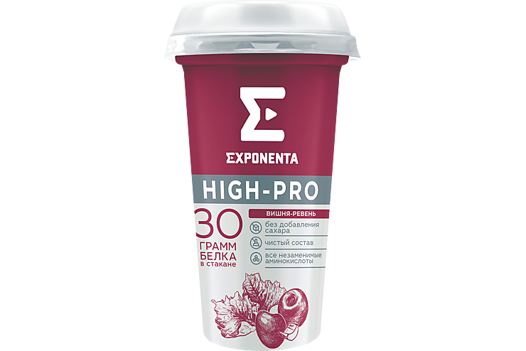 Напиток кисломолочный «EXPONENTA HIGH-PRO» Вишня-ревень, 250 г – купить ...