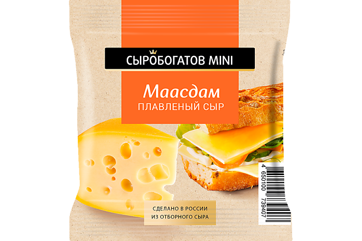 Сыр плавленый 45% «Сыробогатов» Маасдам, 112 г – купить по приятной ...