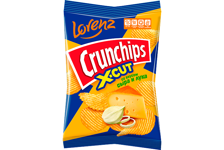 Чипсы картофельные «Crunchips X-Cut» со вкусом сыра и лука, 70 г ...
