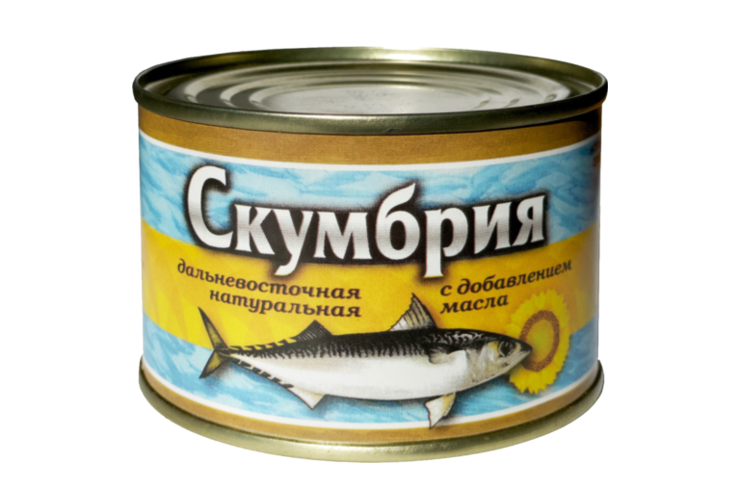 Скумбрия дальневосточная натуральная с добавлением масла, 250 г ...