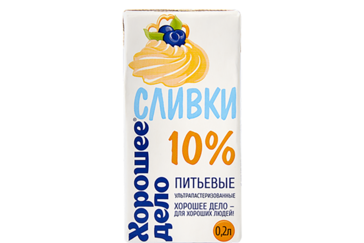 Сливки 10% «Хорошее дело», 200 мл – купить по приятной цене с доставкой ...