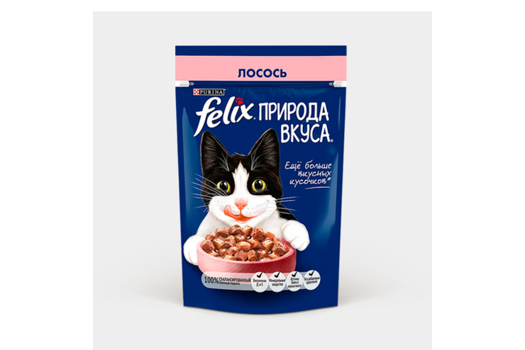 Корм для кошек «Felix» Природа вкуса, с лососем, 75 г – купить по ...