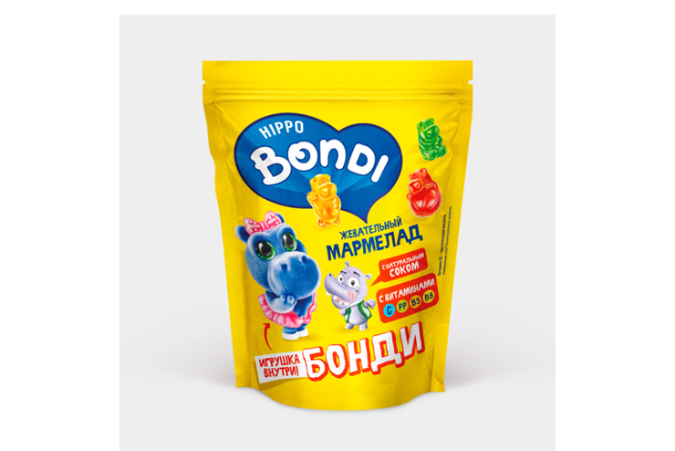 Мармелад жевательный «Hippo Bondi & Friends» с игрушкой «Бонди», 100 г ...