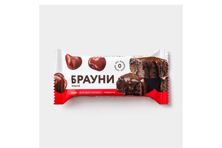 Пирожное «ProteinRex» протеиновое, «Брауни» вишневое, без сахара, 50 г ...