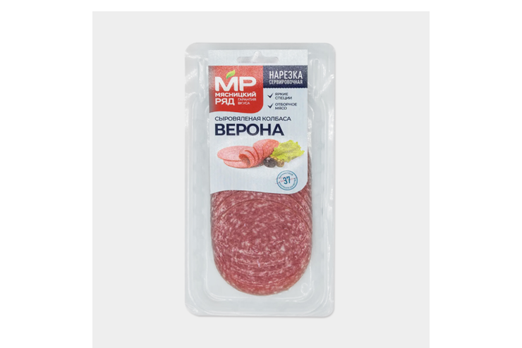 Колбаса «Мясницкий ряд» «Верона» сыровяленая полусухая, в нарезке, 90 г ...