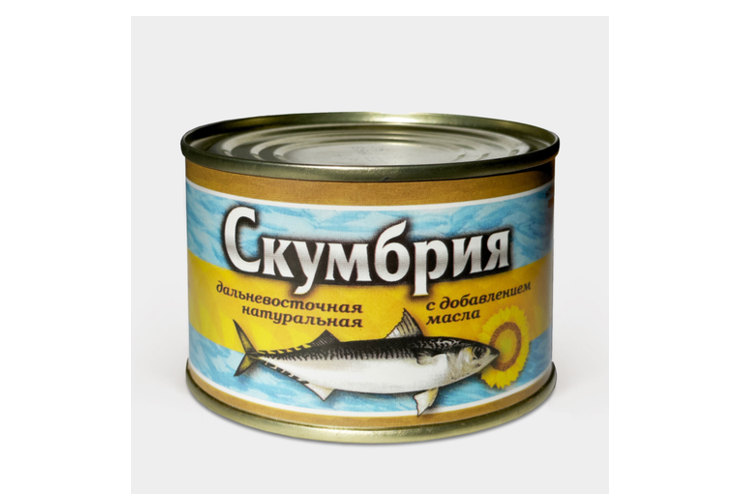 Скумбрия дальневосточная натуральная с добавлением масла, 250 г ...