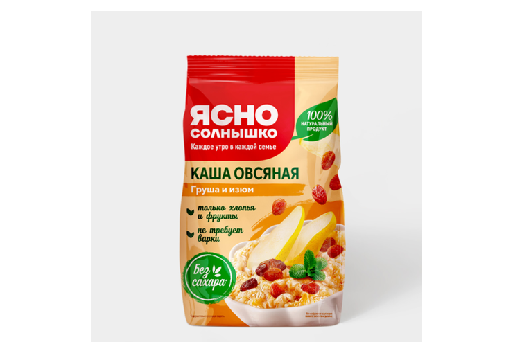 Каша овсяная «Ясно солнышко» С грушей и изюмом, 300 г – купить по ...