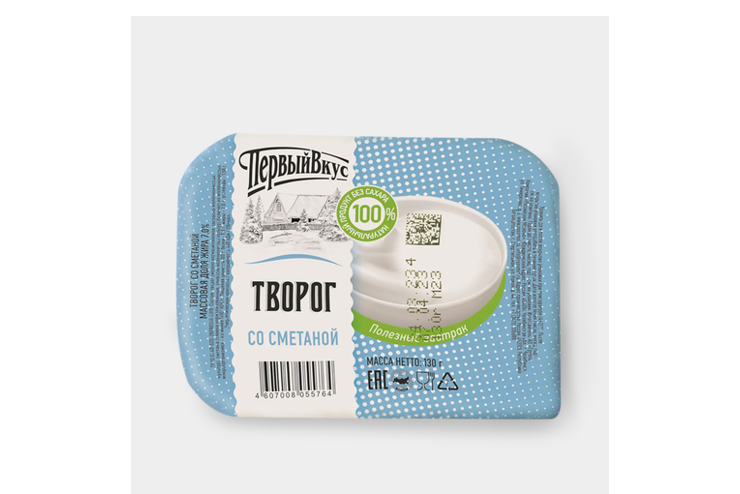 Творог 7% «Первый вкус» со сметаной, 130 г – купить по приятной цене с ...