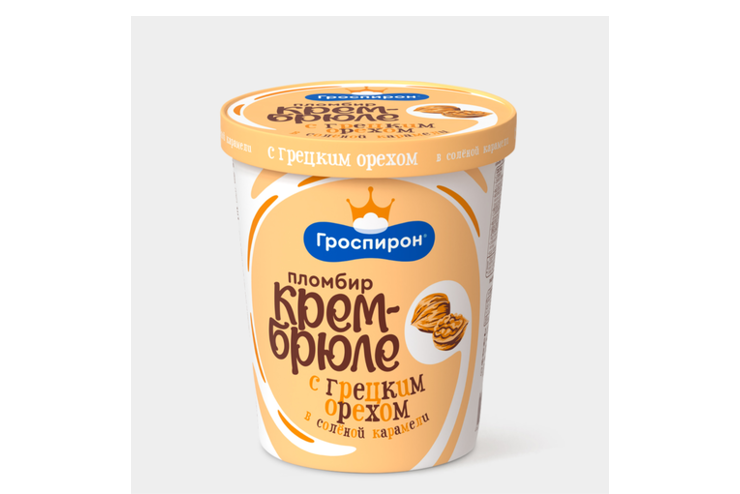 Мороженое «Гроспирон» пломбир крем-брюле с грецким орехом в солёной ...