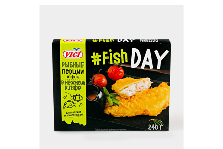 Рыбные порции «Vici» Fish Day из филе в кляре, 240 г – купить по приятной цене с доставкой на ...