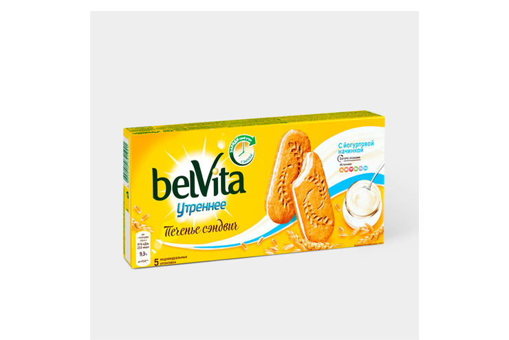 Печенье «Belvita Утреннее» со злаками и йогуртовой начинкой, 253 г ...