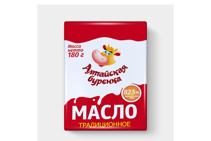Масло сливочное 82.5% «Алтайская Буренка» Традиционное, 180 г – купить ...