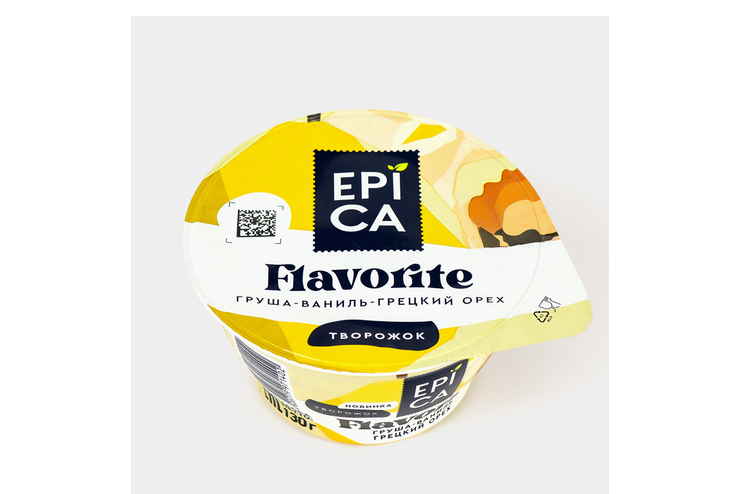 Десерт творожный 8% «Epica» Flavorite Груша, ваниль и грецкий орех, 130 г – купить по приятной ...