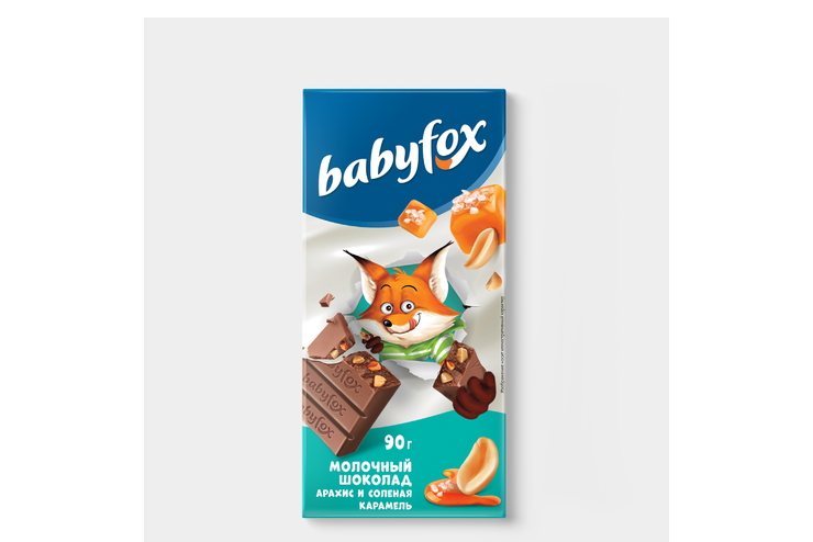 Молочный шоколад «Babyfox» с арахисом и солёной карамелью, 90 г ...