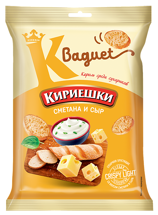 Сухарики «Кириешки Baguet» со вкусом сметаны и сыра, 45 г – купить по ...