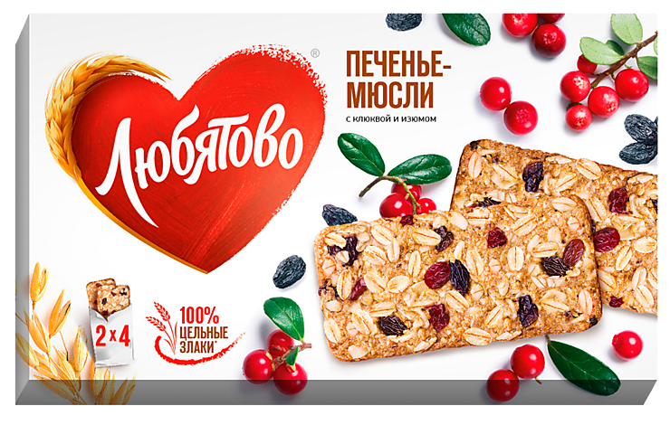 Печенье-мюсли «Любятово» с клюквой и изюмом, 120 г – купить по приятной ...