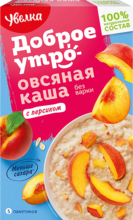 Каша овсяная «Увелка» с персиком, 5 пакетиков, 200 г – купить по ...