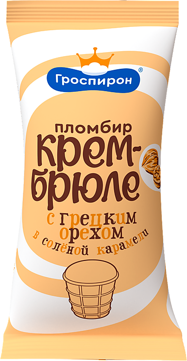 Мороженое «ООО ФМ "Гроспирон"» пломбир крем-брюле с грецким орехом, 85 ...