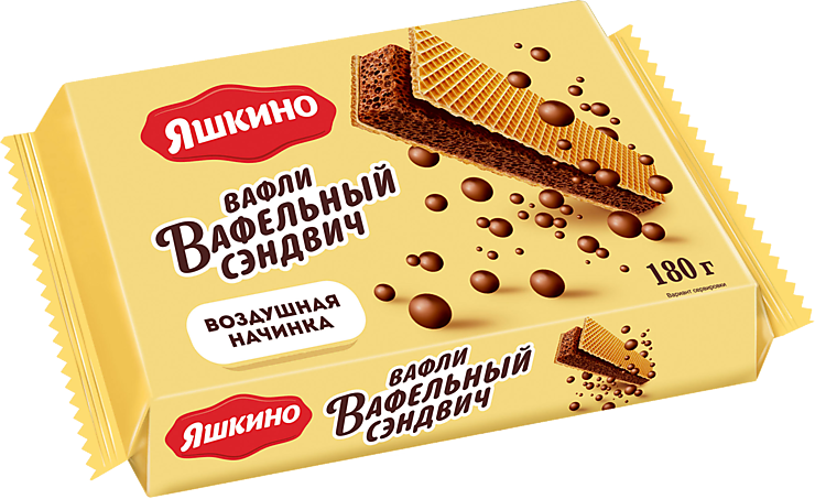 Вафельный сэндвич «Яшкино» с шоколадной начинкой, 180 г – купить по ...