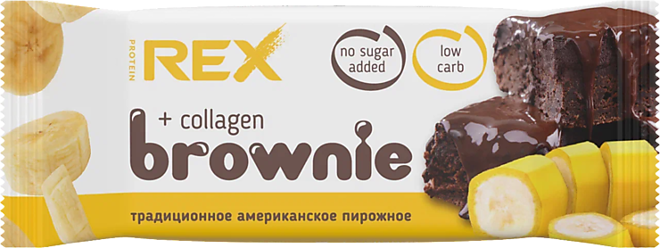 Пирожное «ProteinRex» протеиновое, «Брауни» банановое с коллагеном, 50 ...