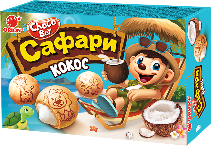 Печенье «Orion» Choco Boy Сафари кокос, 39 г – купить по приятной цене ...