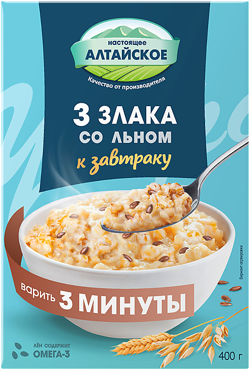 Хлопья «Гудвилл» 3 злака с семенами льна, 400 г – купить по приятной ...