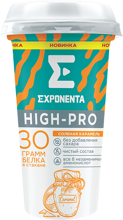 Напиток кисломолочный «EXPONENTA HIGH-PRO» Соленая карамель, 250 г ...