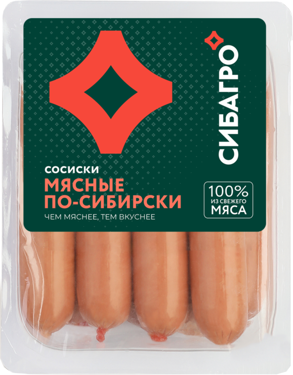 Сосиски «Сибагро» Мясные по-сибирски, 400 г – купить по приятной цене с ...