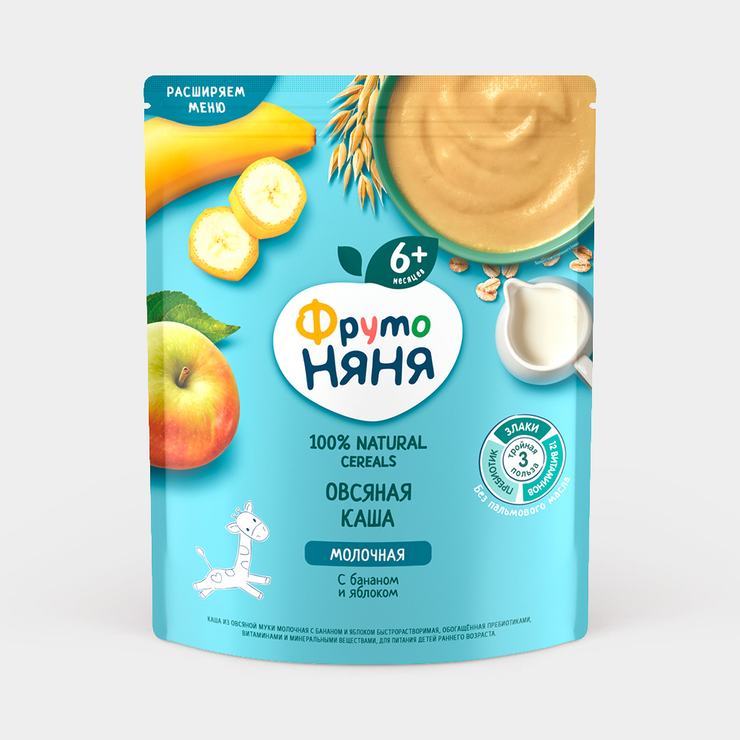 Каша овсяная «ФрутоНяня» с бананом и яблоком, 200 г – купить по ...