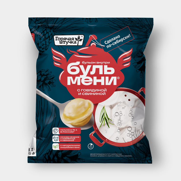 Пельмени «Горячая штучка» Бульмени с говядиной и свининой, 800 г ...