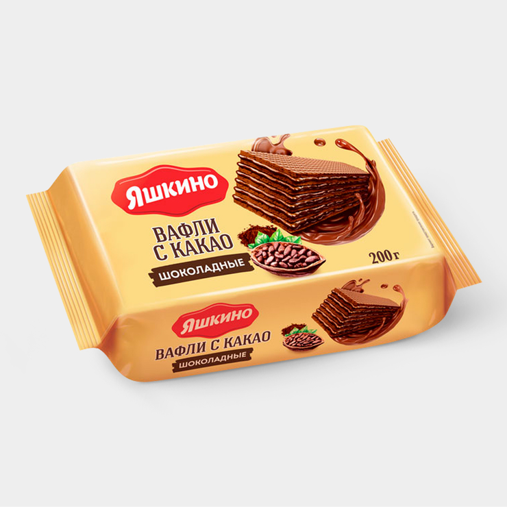 Вафли «Яшкино» с какао, шоколадные, 200 г – купить по приятной цене с ...