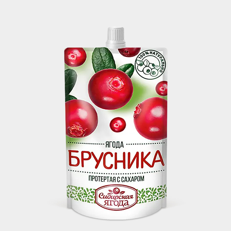 Брусника «Сибирская Ягода» протертая с сахаром, 280 г – купить по ...