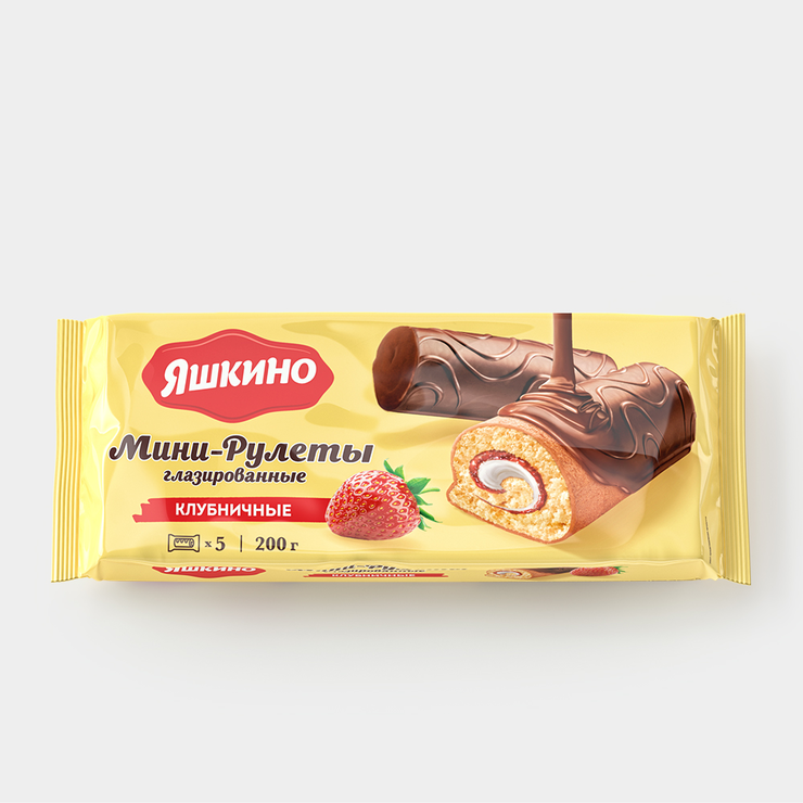 Мини-рулеты «Яшкино» глазированные, клубничные, 200 г – купить по ...