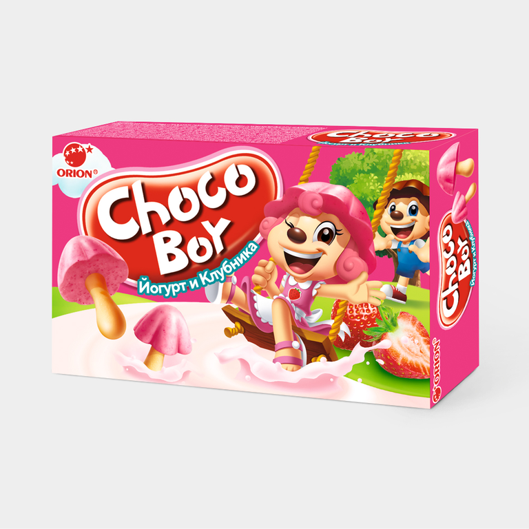 Печенье «Orion» Choco Boy Йогурт и клубника, 40 г – купить по приятной ...