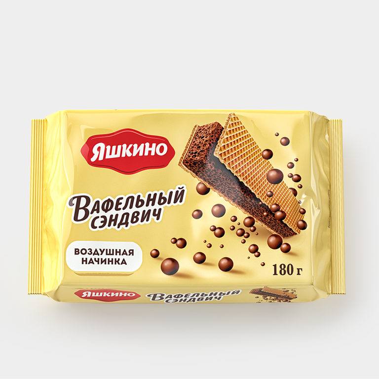 Вафельный сэндвич «Яшкино» с шоколадной начинкой, 180 г – купить по ...